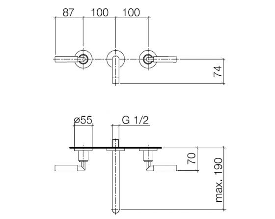 Dornbracht Tara WT-Wandbatterie 36712882-08