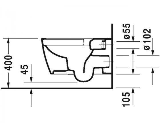Duravit Wand-WC 570mm ME by Starck Weiß Tiefspüler, Durafix, rimless ...