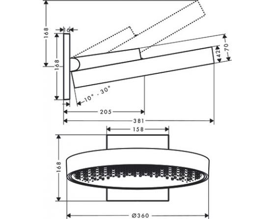 Hansgrohe Rainfinity 360 1jet KB Wandmontage chrom 26230000