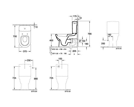 Villeroy & Boch Vario-Abflussbogen 8711 f.Abg.innen senkr. 87110000
